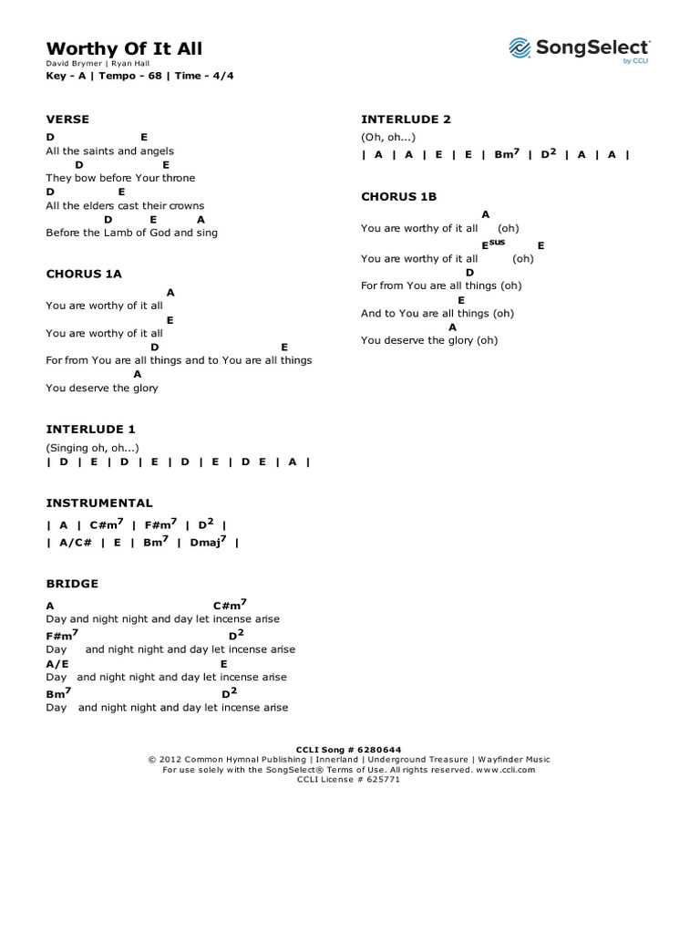 Worthy of It All-chords-A | PDF