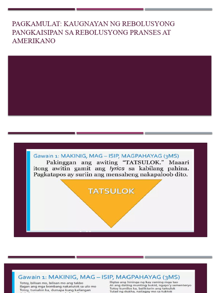 Pagkamulat, Pranses at Amerikano | PDF