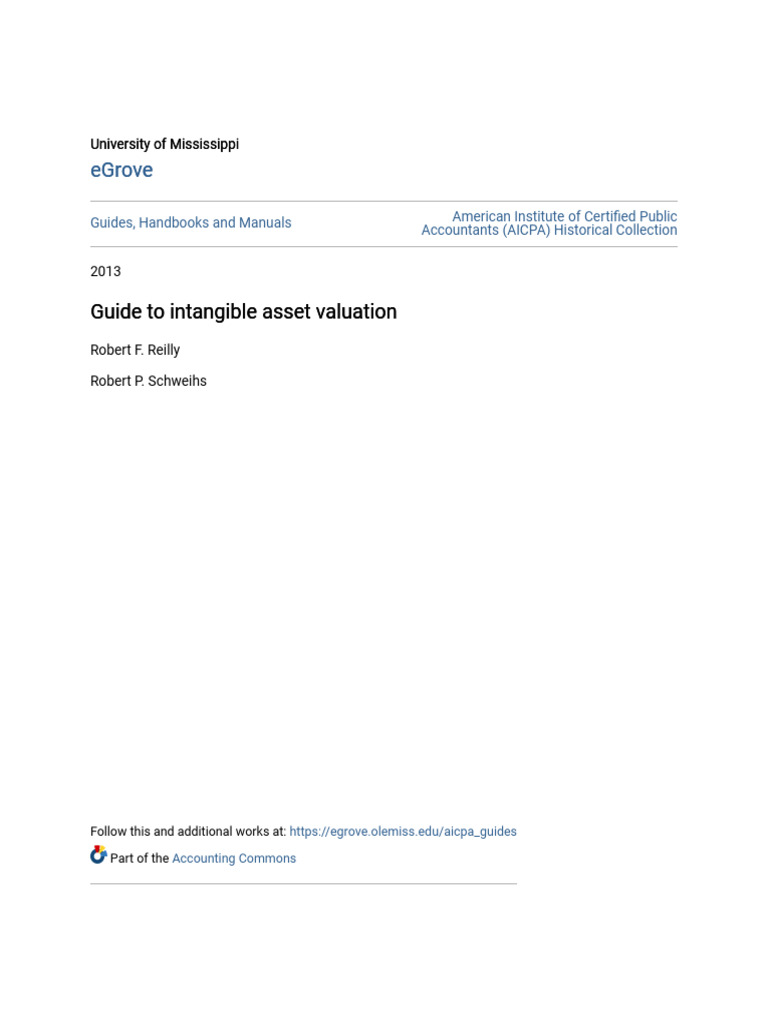 Reilly, Schweihs. Guide To Intangible Asset Valuation. ISBN 978-1-93735-225-7 | PDF | Valuation ...