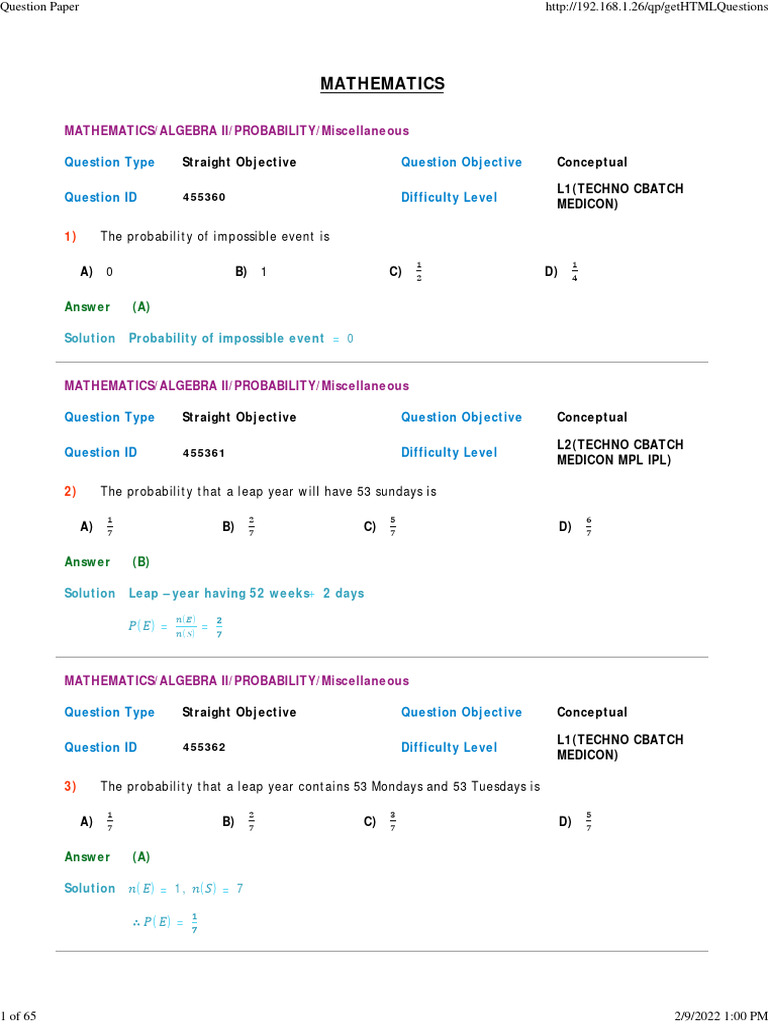 C2 Part-I Probability | PDF | Determinant | Matrix (Mathematics)