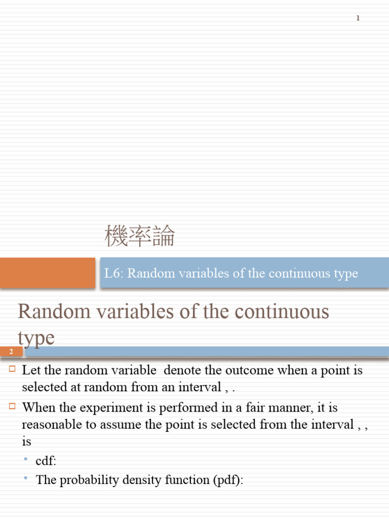 L6-Random Variables of The Continuous Type | PDF | Probability ...