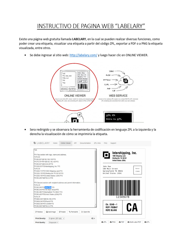 Guía de Uso de Labelary para ZPL | PDF | Red mundial | Internet y web