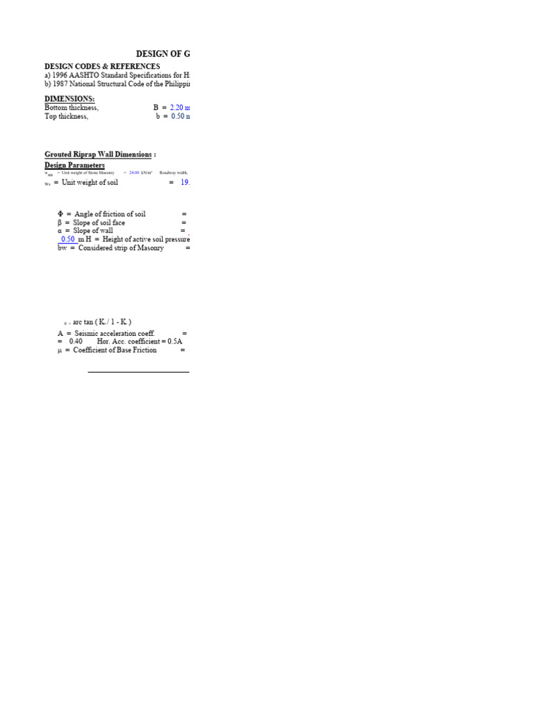 Grouted Riprap Design | PDF | Slope | Pressure