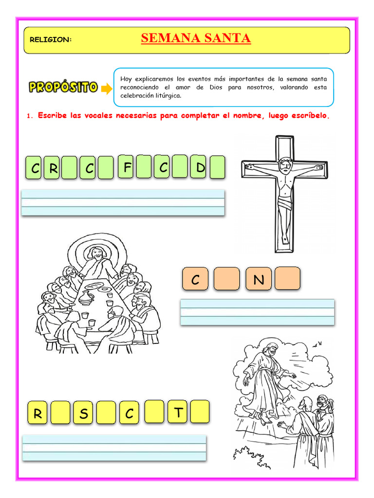 U1 S3 FICHA D2 RELIGION SEMANA SANTA | PDF | Pascua de Resurrección | Jesús