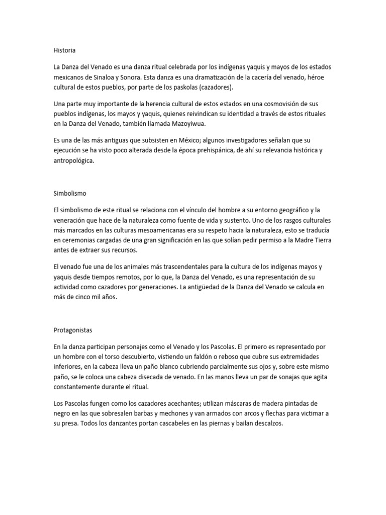 danza de el venado | PDF | Bailes | México