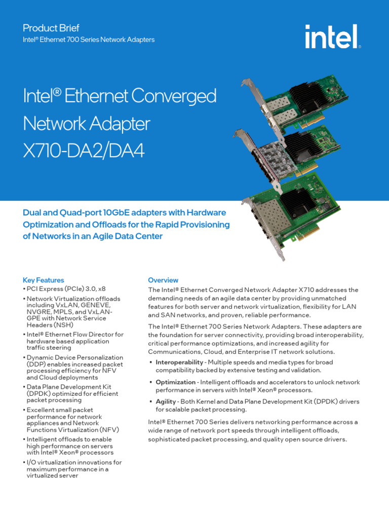 Intel Ethernet Converged Network Adapter X710-DA2-DA4 | PDF | Computer Network | Network ...