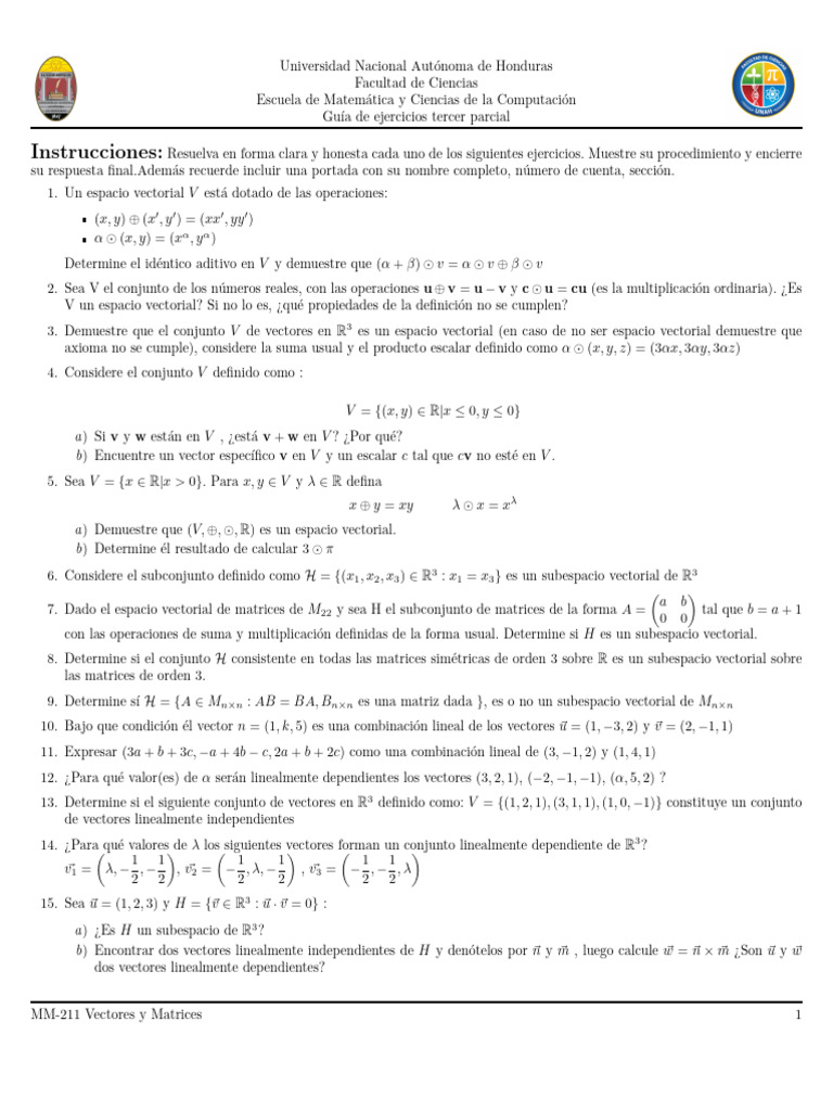 MM211 Tarea 3 Unidad | Descargar gratis PDF | Espacio vectorial | Vector Euclidiano
