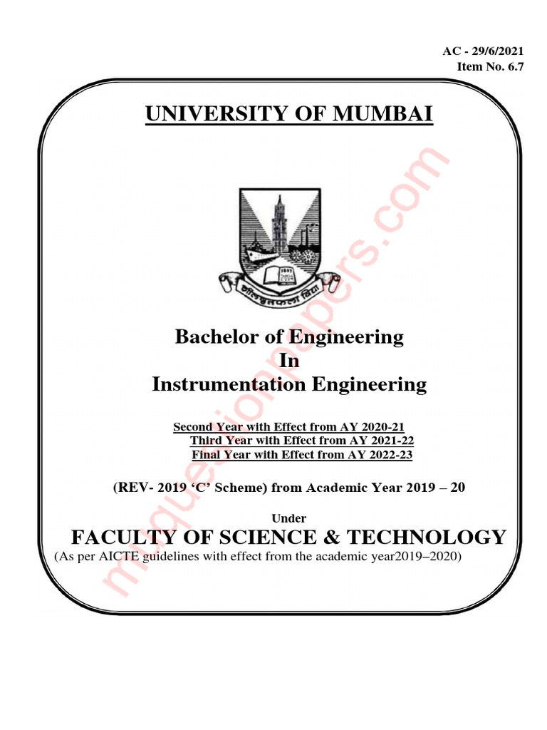 Be Instrumentation Engineering Third Year Te Semester 6 Rev 2019 C Scheme | PDF | Mathematical ...