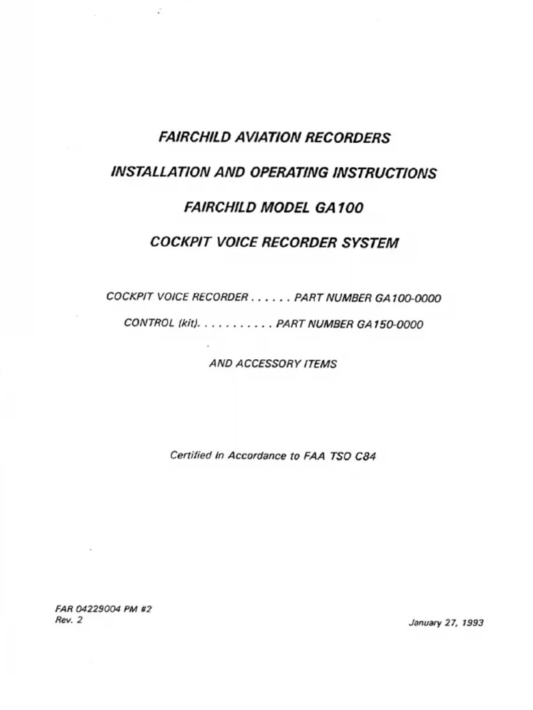GA100 IM Front Page | PDF