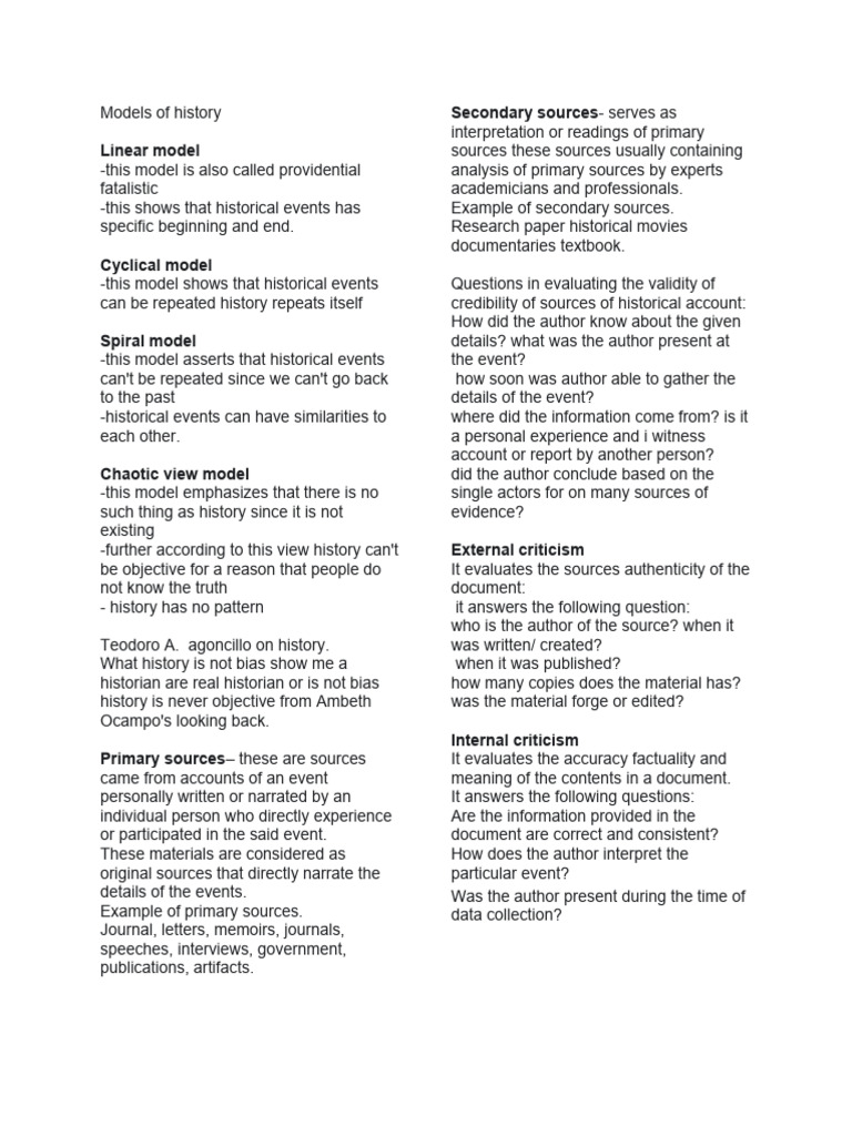 Models of History | PDF | Primary Sources | Historian