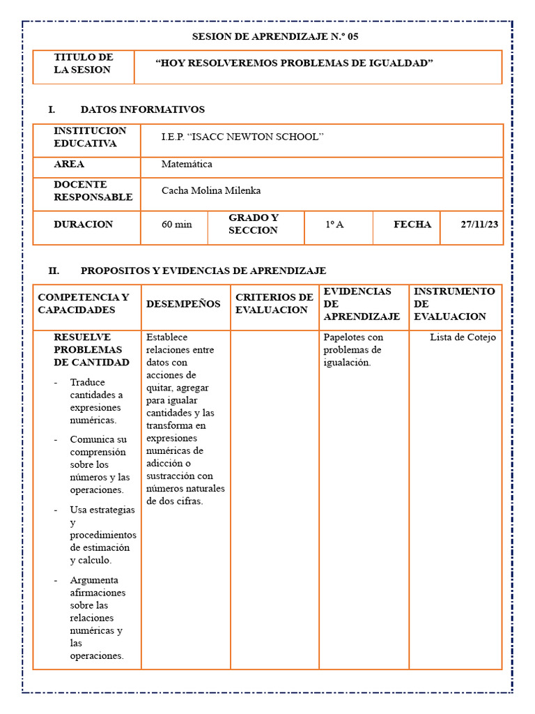 Sesion de Aprendizaje #5 | PDF | Evaluación | Aprendizaje