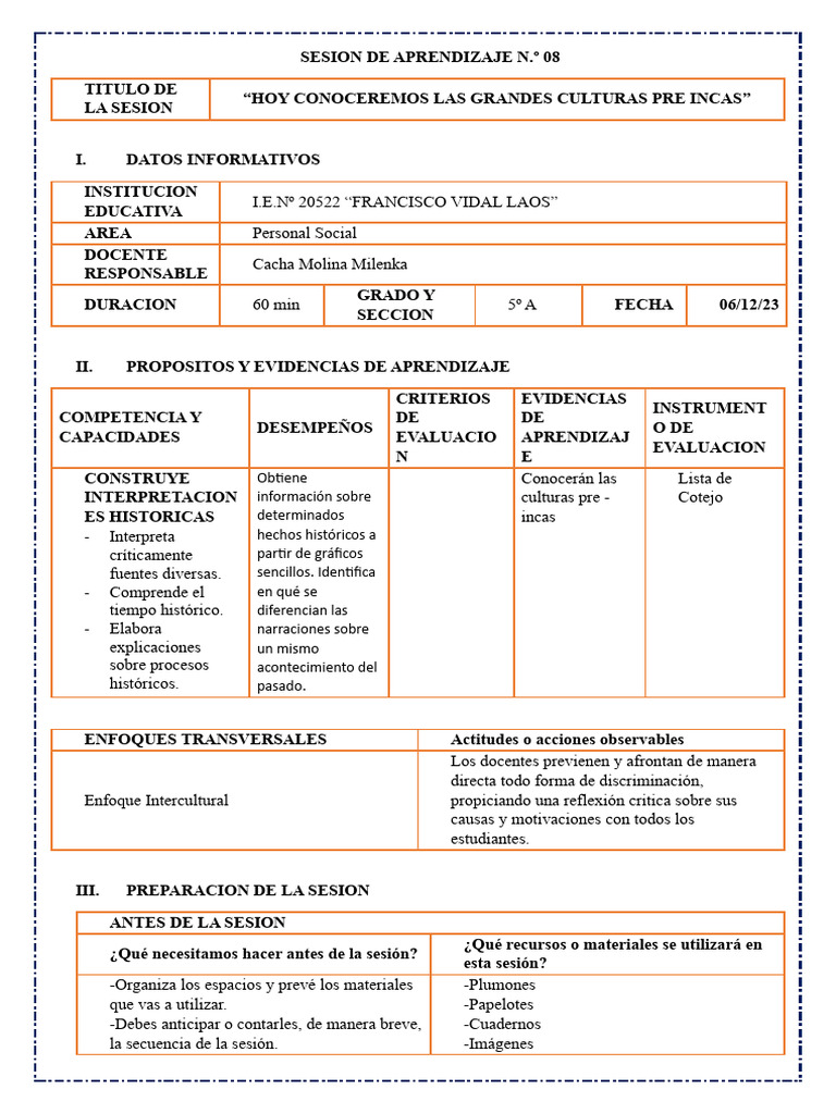 Sesion de Aprendizaje #8 | Descargar gratis PDF | Aprendizaje | Evaluación
