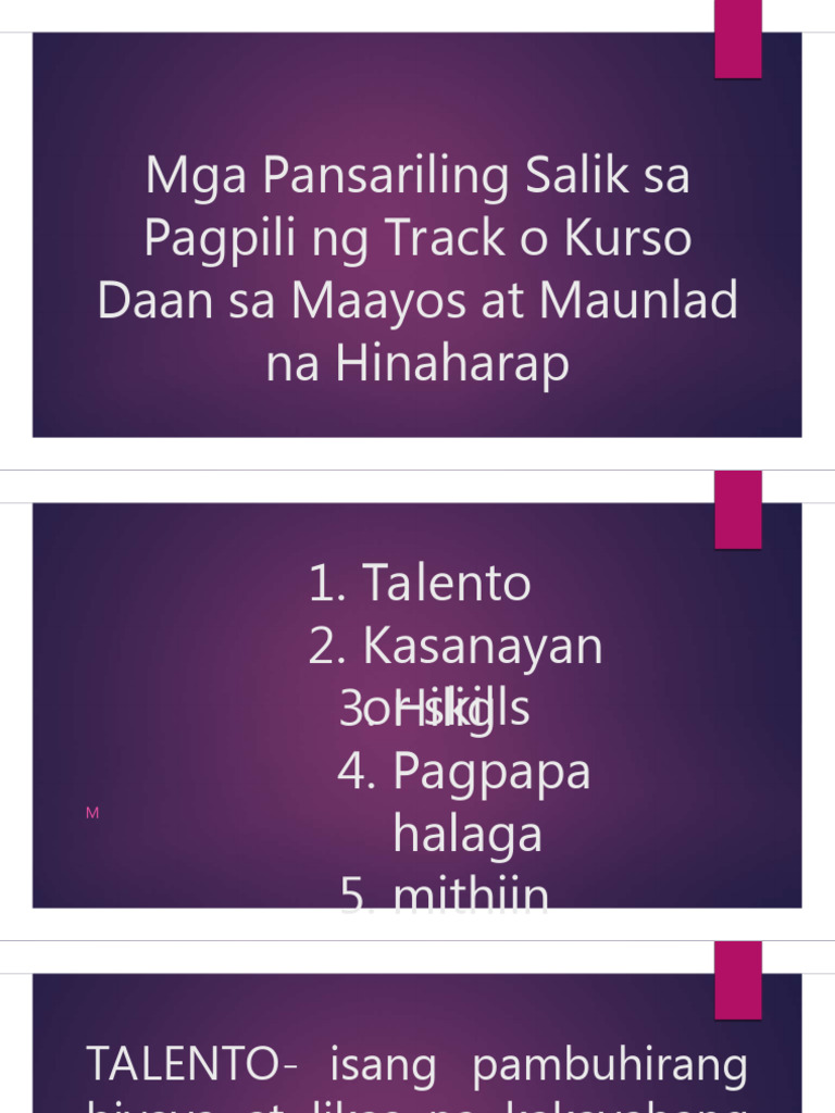 Mga Pansariling Salik Sa Pagpili NG Track PPT 230523095314 869c7b4f | PDF | Cognition | Behavior ...