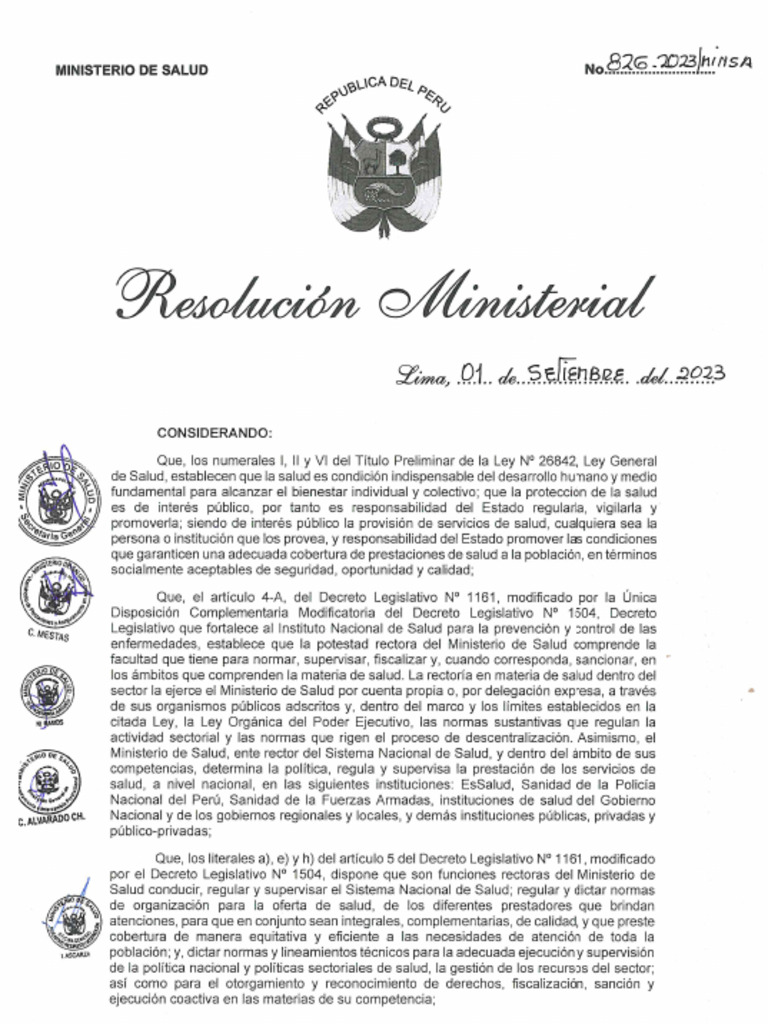 Resolución Ministerial #826-2023-MINSA | PDF