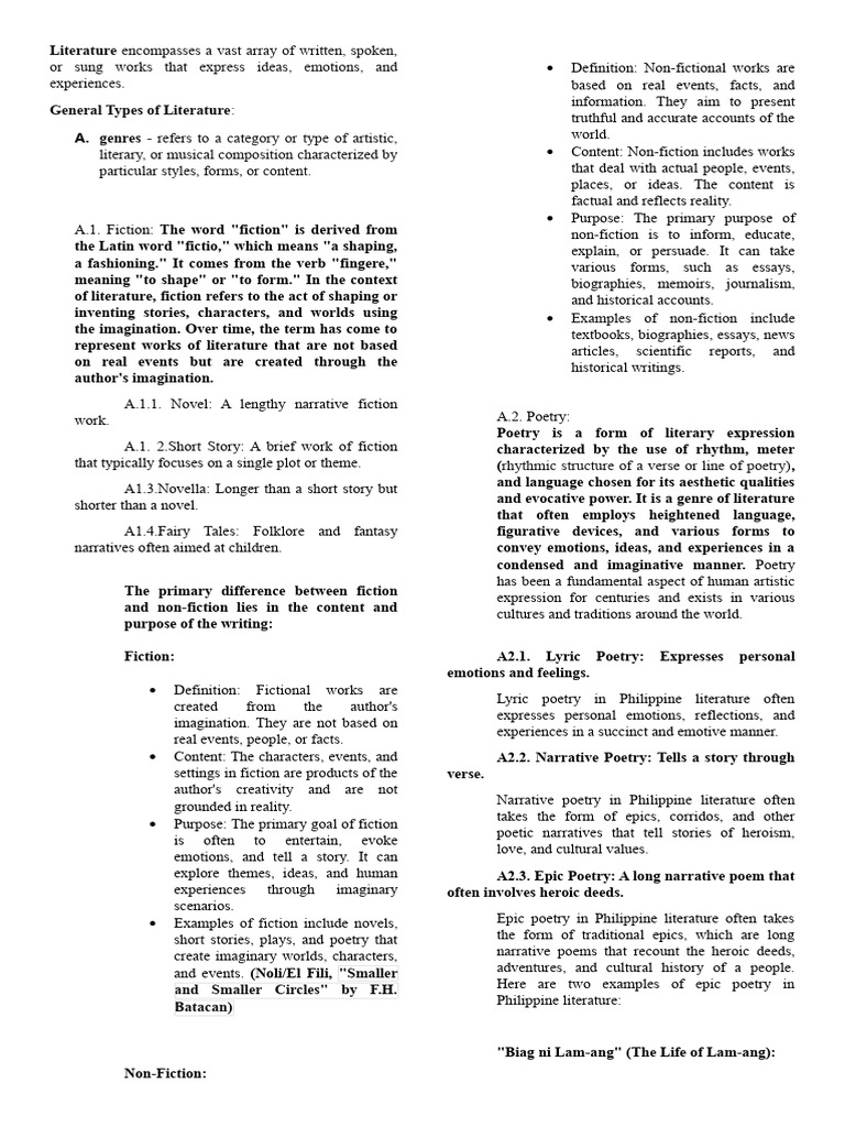 Classifications of Literature | PDF | Poetry | Horror Fiction