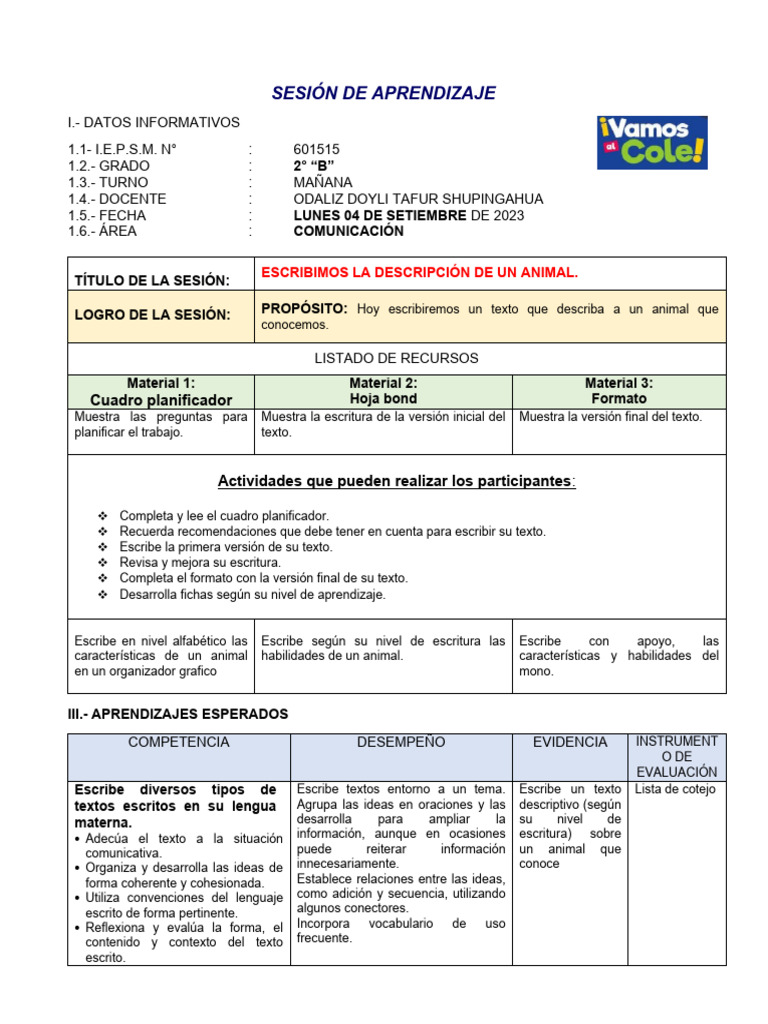 Descripción de un Mono para Niños | PDF | Mono | Zoología