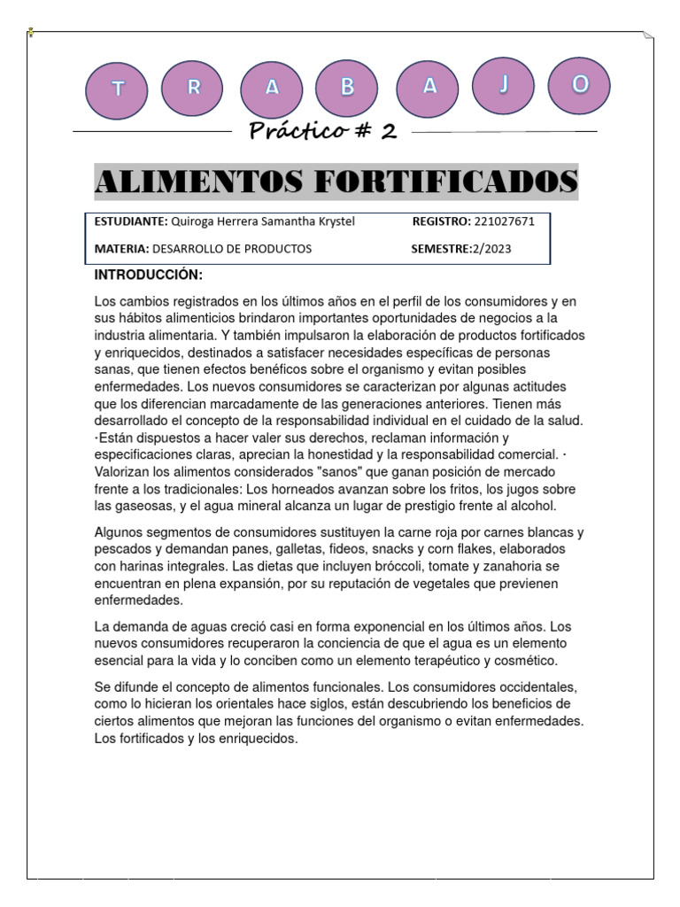Alimentos Fortificados: Definición y Ejemplos | PDF | Alimentos | Nutrición