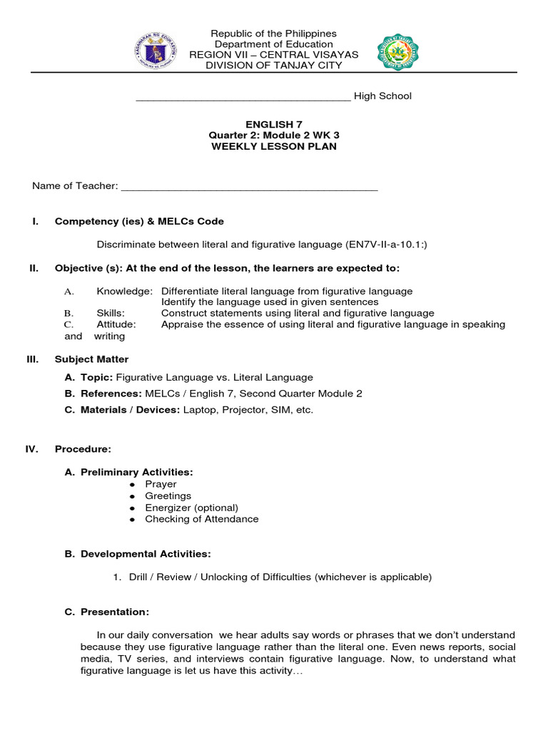 English 7 Q2 WK3 Fig Lang | PDF | Metaphor
