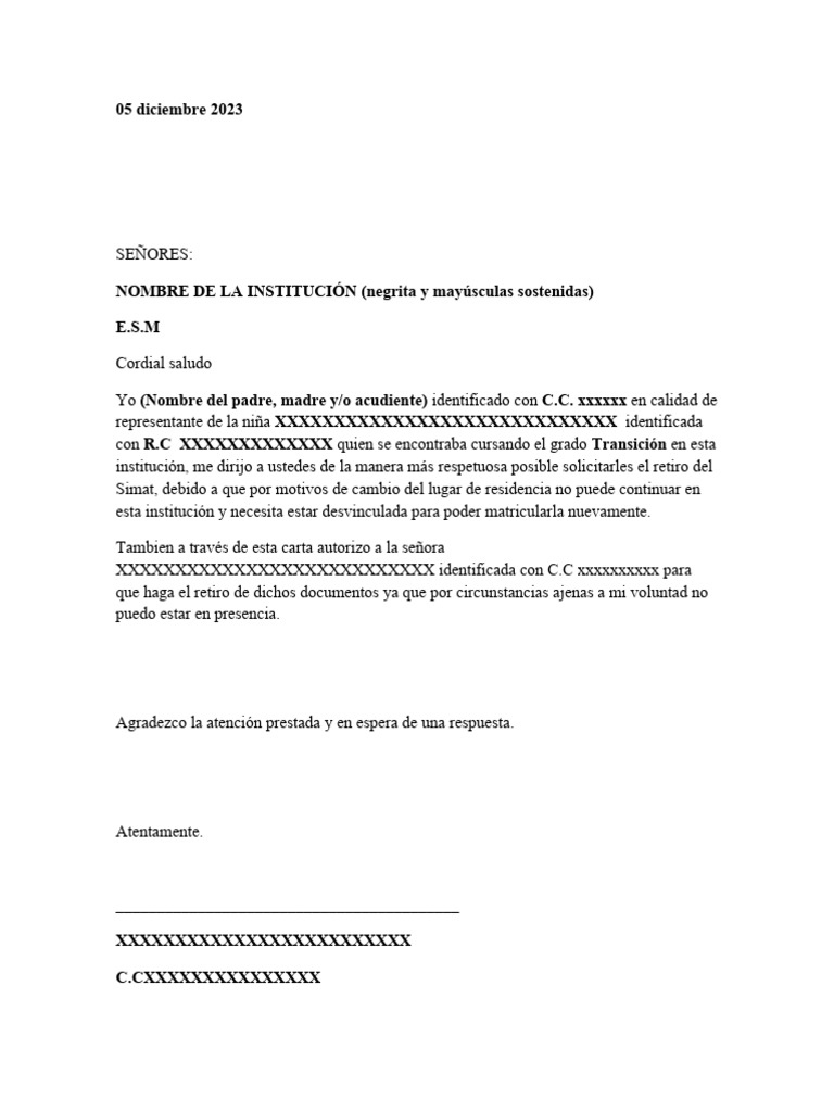 Solicitud de Retiro del Simat | PDF