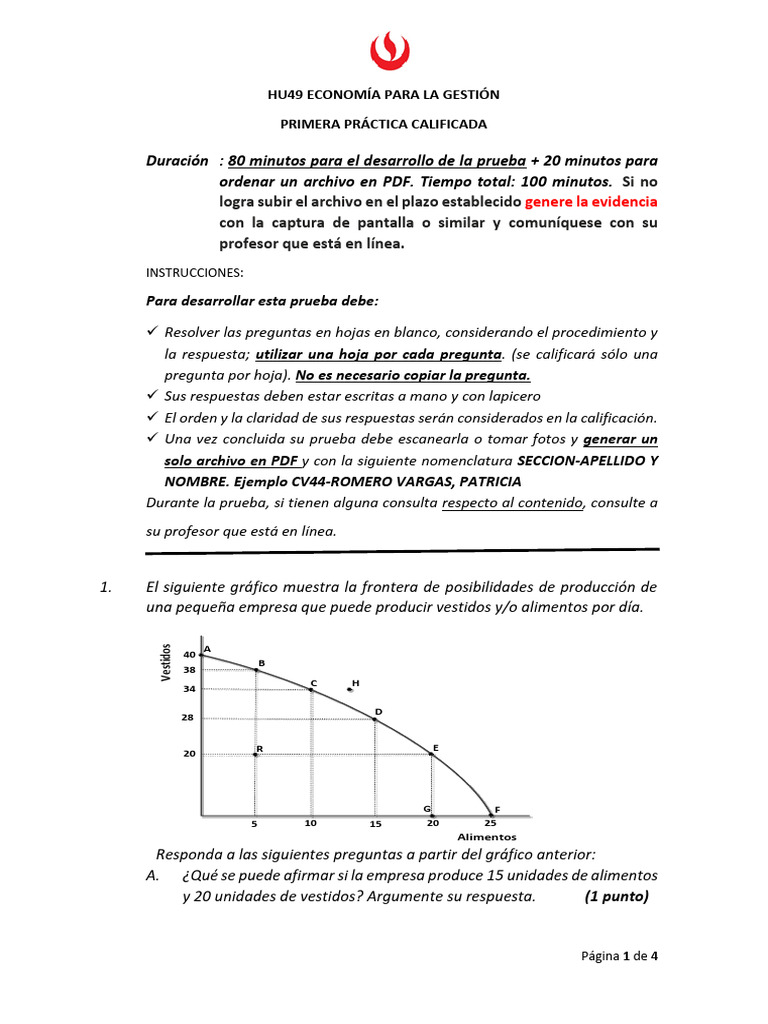 Práctica Calificada de Economía HU49 | PDF | Oferta (economía) | Precios