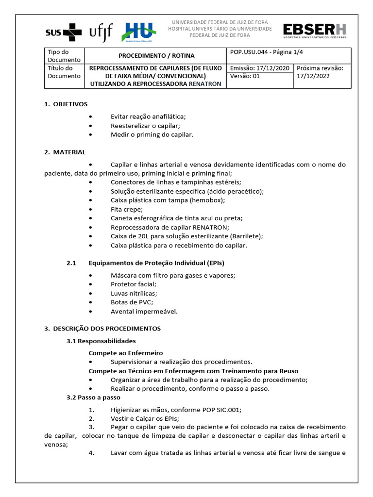 Pop Usu 044 Reprocessamento de Capilares de Fluxo de Faixa Media ...