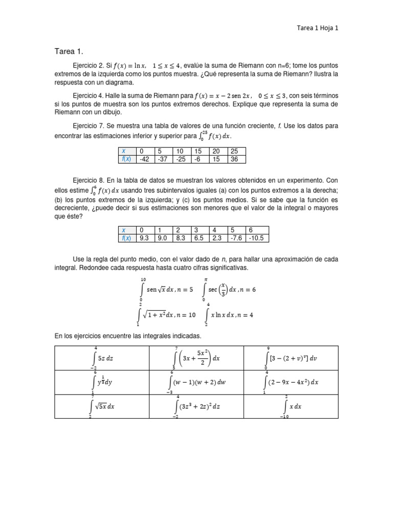 Tarea Mate | PDF | Integral | Análisis