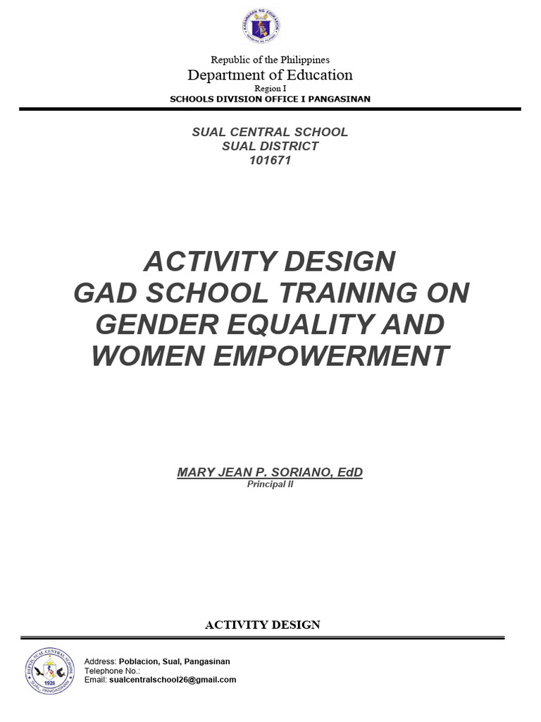 2024 Sual CS School-Gad-Training | PDF | Gender Equality | Gender Studies