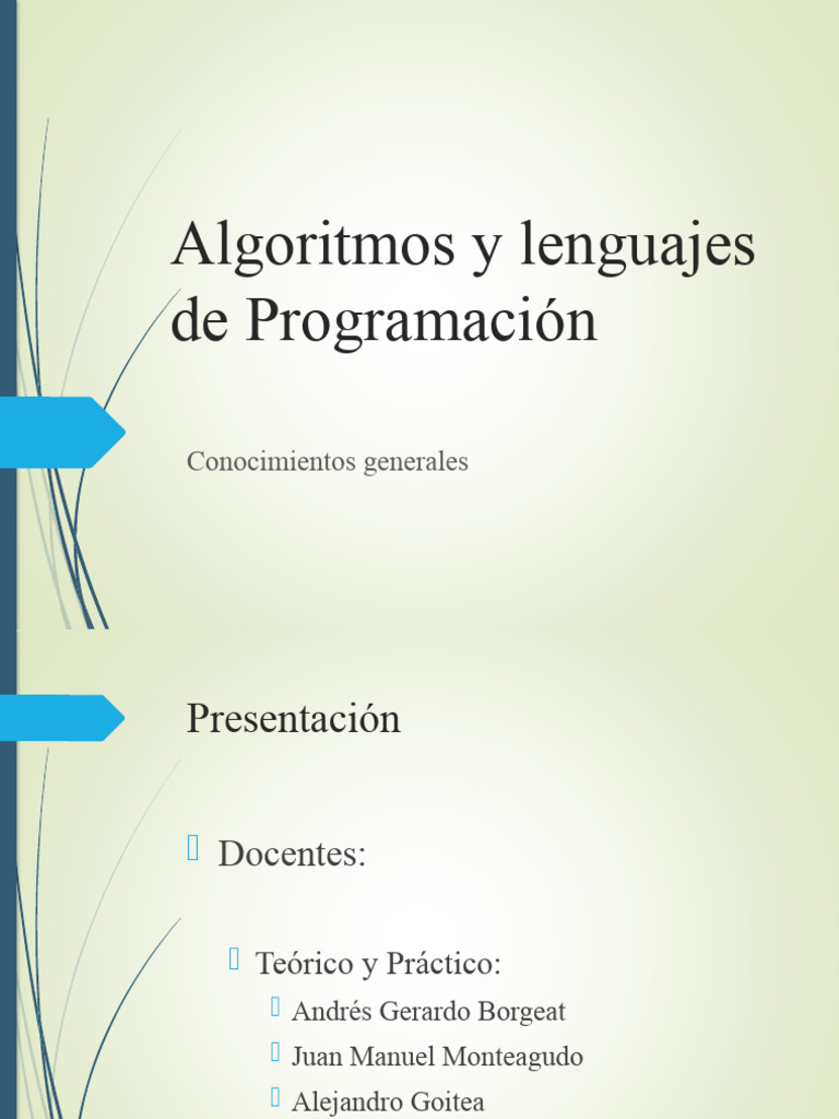 01 X Algoritmos y Lenguajes de Programacion | PDF | Lenguaje de programación | Paradigmas de ...
