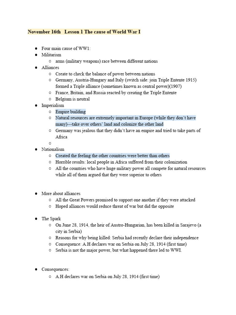 Canadian History Notes | PDF | Allies Of World War I | World War I