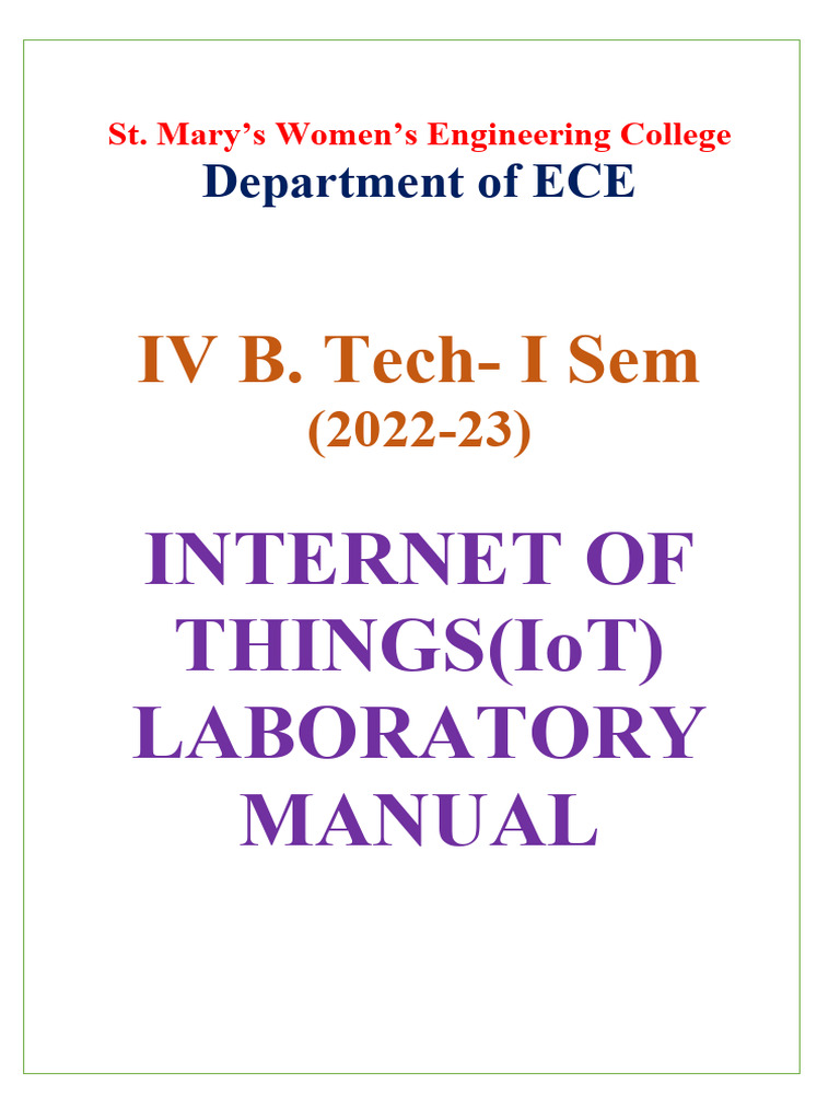 STMW Internet - of - Things - Lab - Manual | PDF | Arduino | Internet Of Things