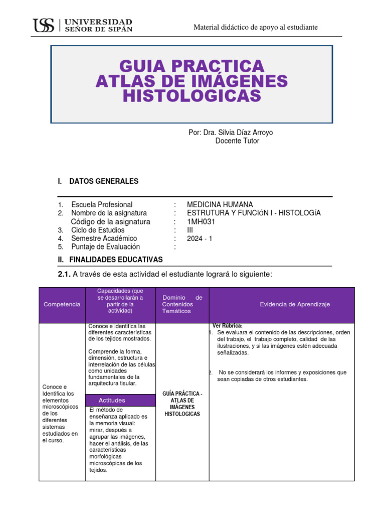 GUÍA PRACTICA HISTO-1 2024-1 | PDF | Hueso | Músculo