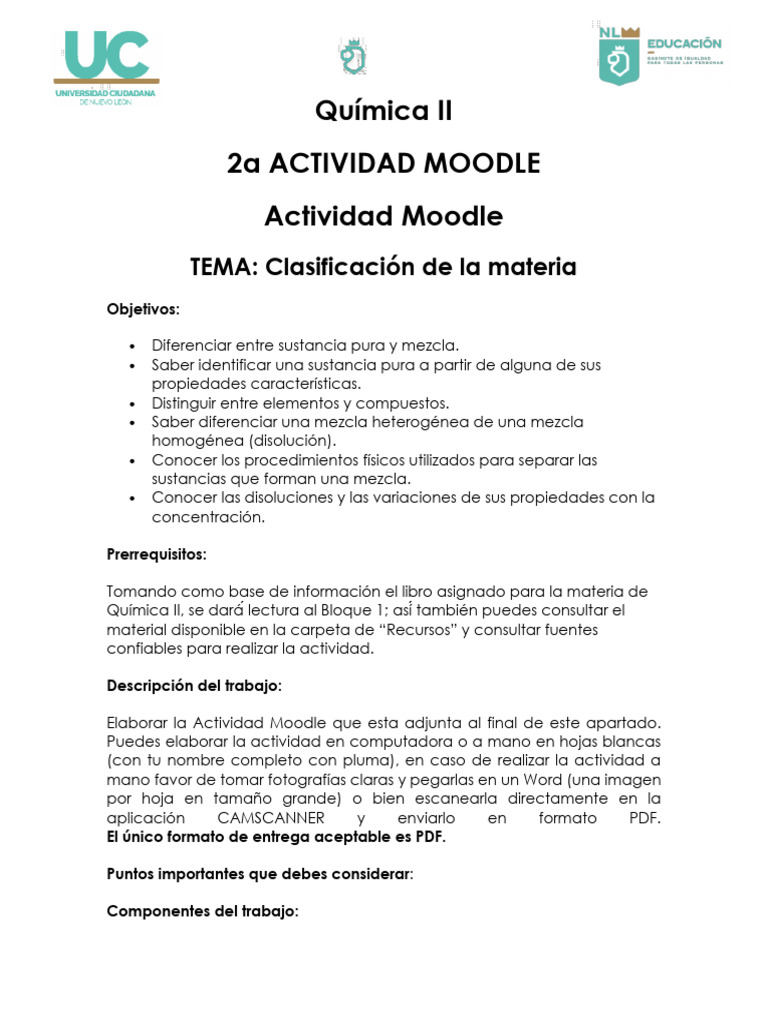 Clasificación de la Materia: Actividad Moodle | PDF | Crecimiento ...