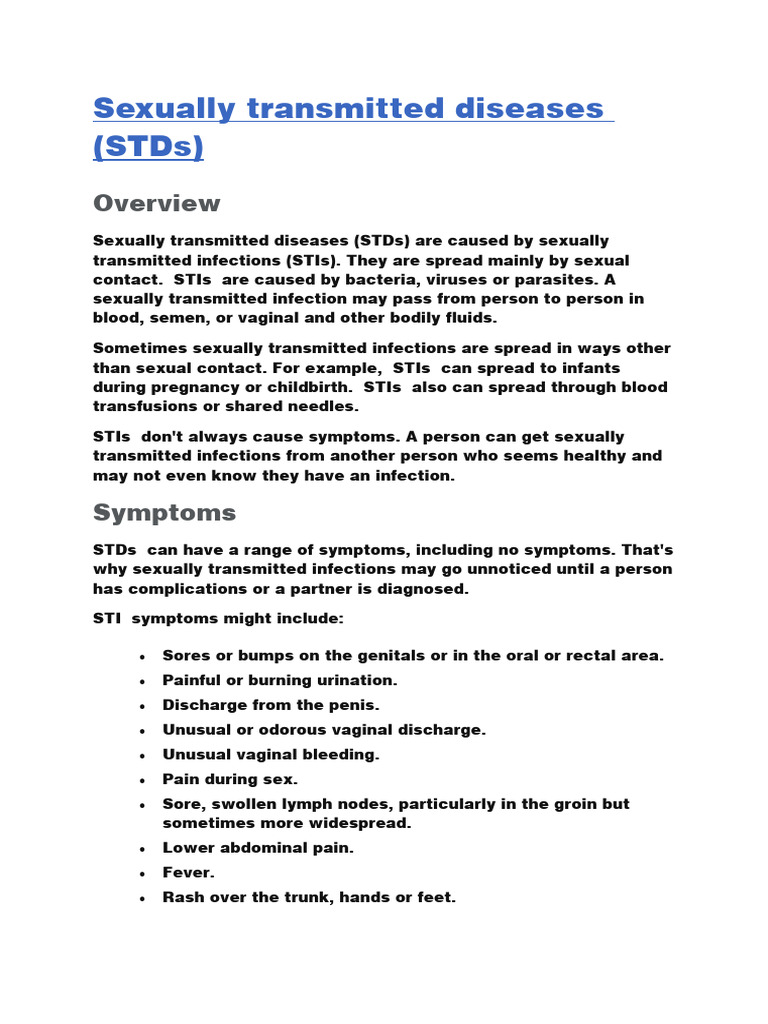 Sexually Transmitted Diseases (STDS) | PDF | Sexually Transmitted Infection | Safe Sex