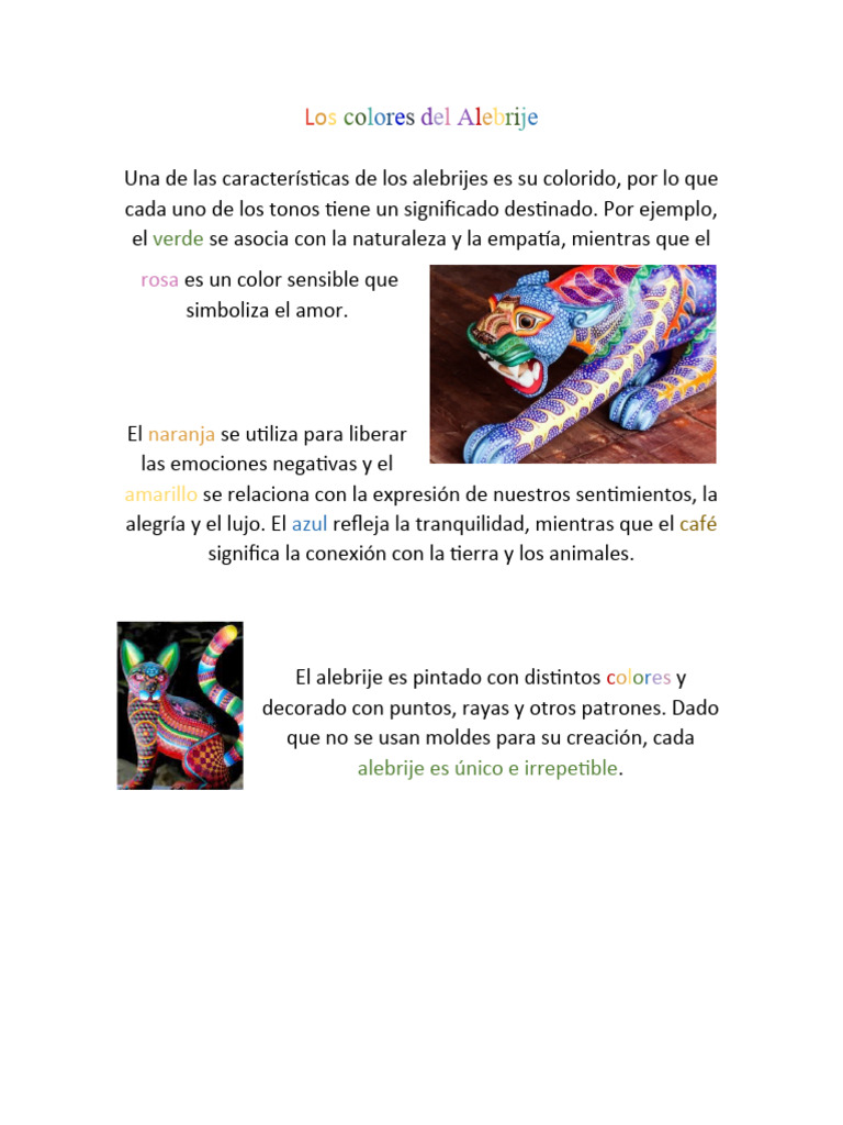 Significado y colores de los alebrijes | PDF