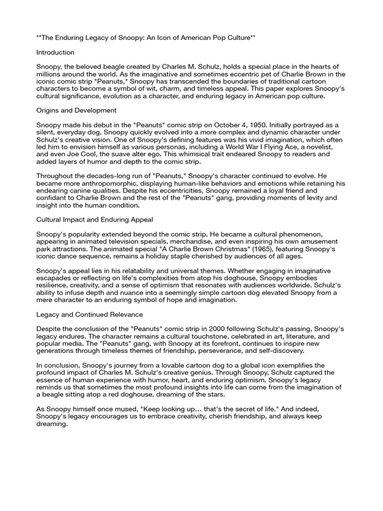 Snoopy Paper | PDF | Peanuts