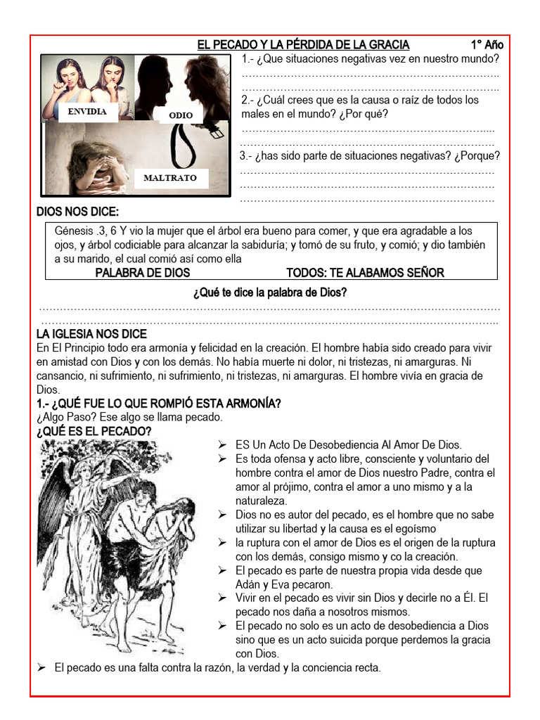 El Pecado y La Perdida de La Gracia 1 | PDF | El pecado original | Pecado