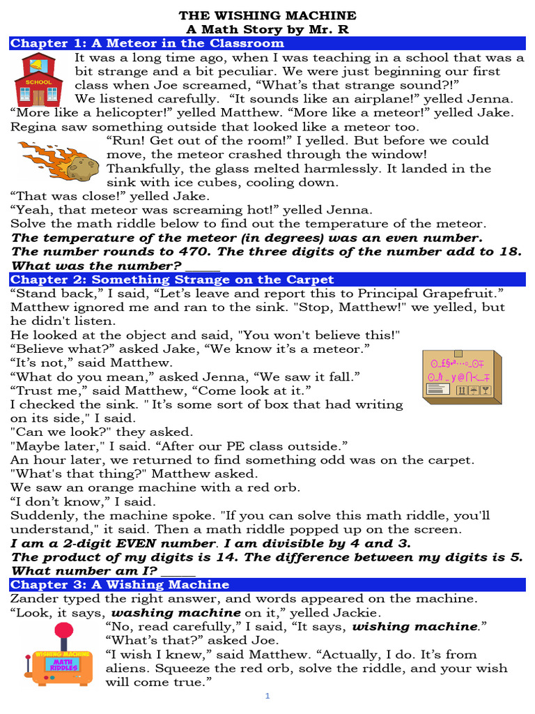 Wishing Machine Math Riddles for Kids | PDF