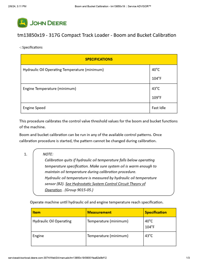 Boom and Bucket Calibration - tm13850x19 - Service ADVISOR™ | PDF ...