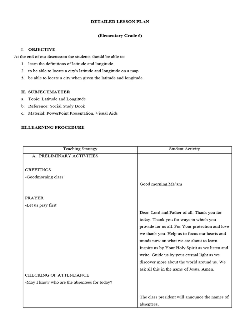Social Study Lesson Plan | PDF | Latitude | Longitude
