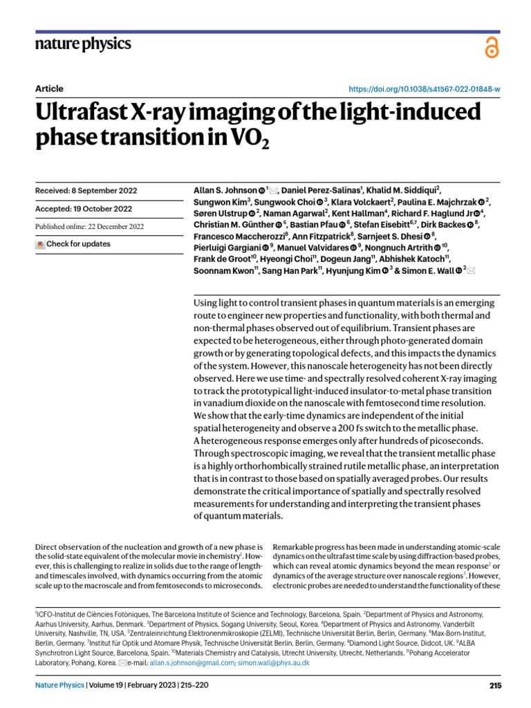 Ultrafast X-Ray Imaging of The Light-Induced Phase Transition in VO ...