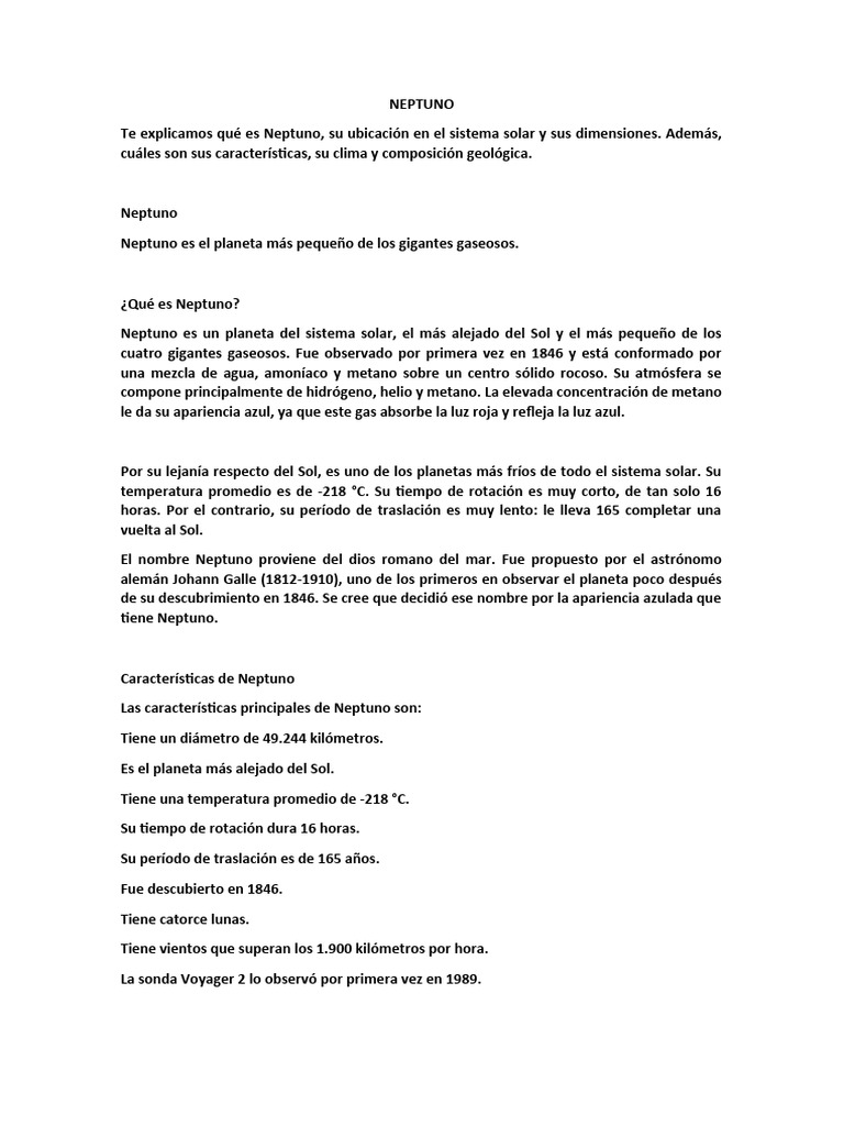 NEPTUNO | PDF | Neptuno | Sistema solar
