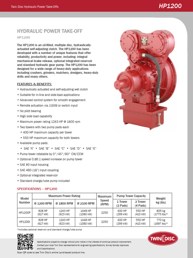 Twin Disc HP1200 | PDF | Horsepower | Motor Vehicle