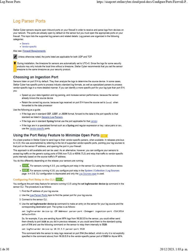 Log Parser Ports | PDF | Port (Computer Networking) | Firewall (Computing)