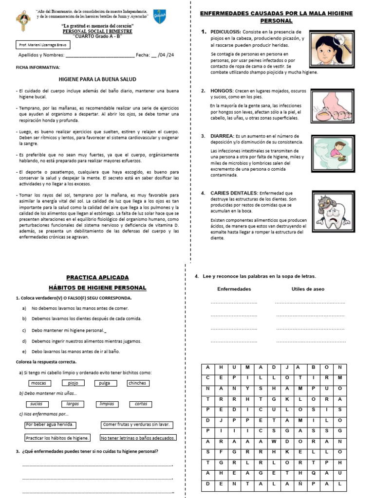 4 Practica HABITOS DE ASEO PERSONAL | PDF | Alimentos | Higiene