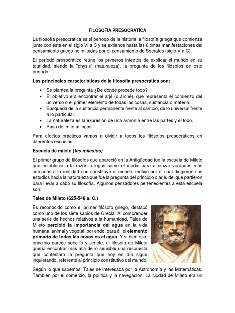 Filosofía Presocrática | PDF | Filosofía griega antigua