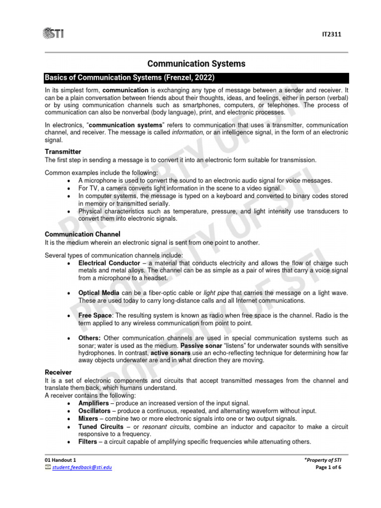01 Handout 1 | PDF | Duplex (Telecommunications) | Radio 01 Handout 1 | PDF | Duplex (Telecommunications) | Radio