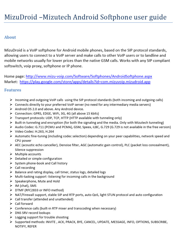 Android User Guide | PDF | Voice Over Ip | Session Initiation Protocol