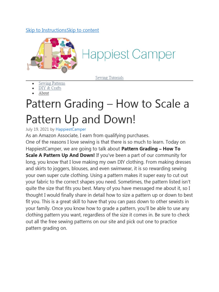 Scaling A Pattern Uip or Down | PDF | Sewing | Clothing