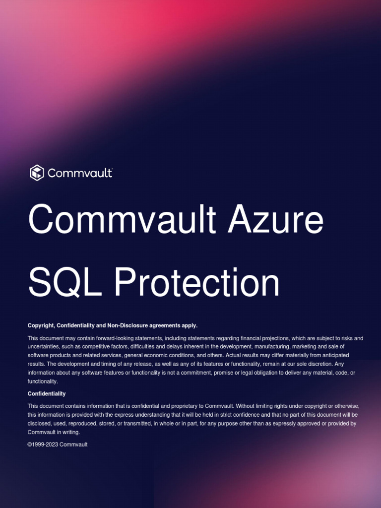 Commvault Azure SQLProtection | PDF | Backup | Cloud Computing