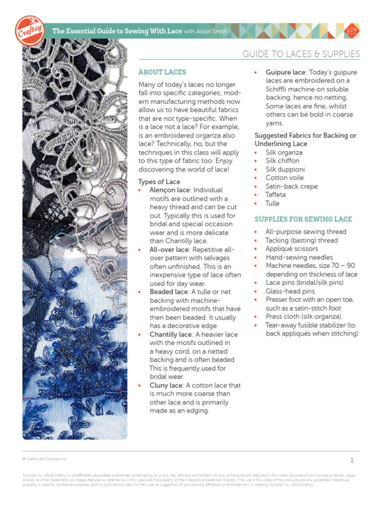 The Essential Guide To Sewing With Lace | PDF | Lace | Embroidery